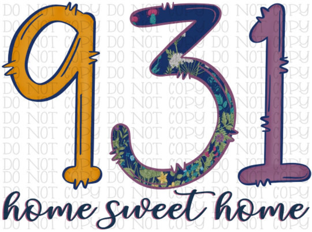 Home Sweet Home - 931 - Area Code - Tennessee - Floral Print - Digital ...
