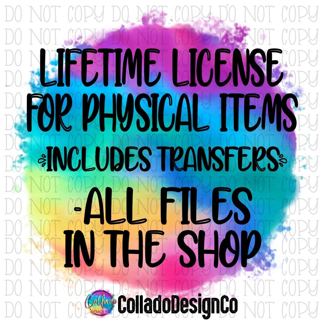Lifetime License for Physical Items - Includes Transfers - for All ...