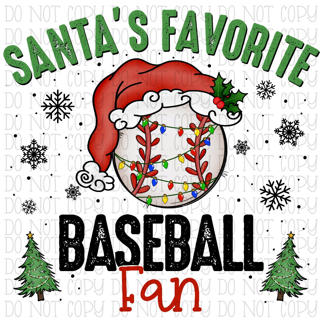Santa's Favorite Baseball Fan - Santa Hat - Christmas Lights - School ...
