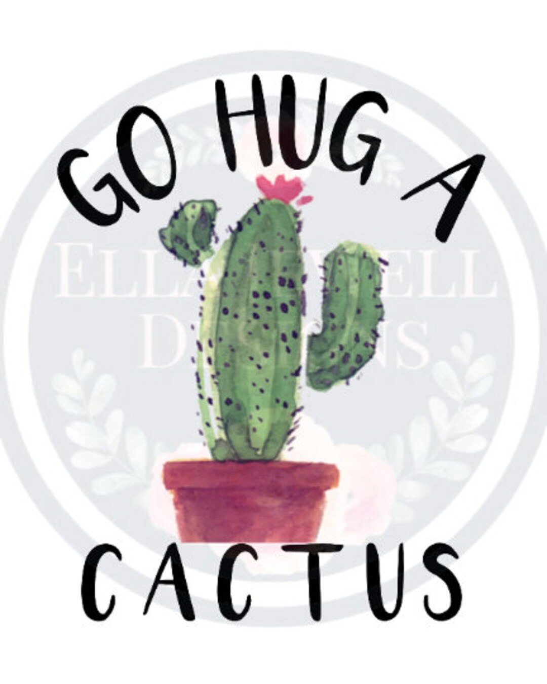 Go Hug a Cactus Funny Watercolor Digital Download Instant PNG File - Etsy