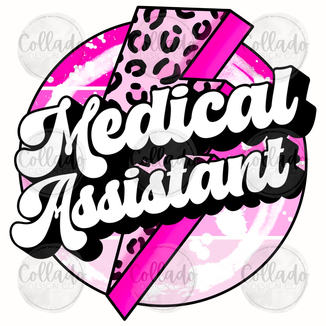 Medical Assistant Hot Pink Circle Leopard Lightning Bolt Nursing ...