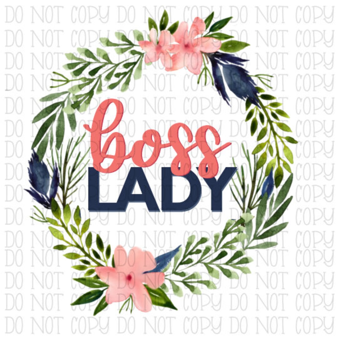 Boss Lady Wreath Flowers Watercolor Floral Business Owner Manager ...