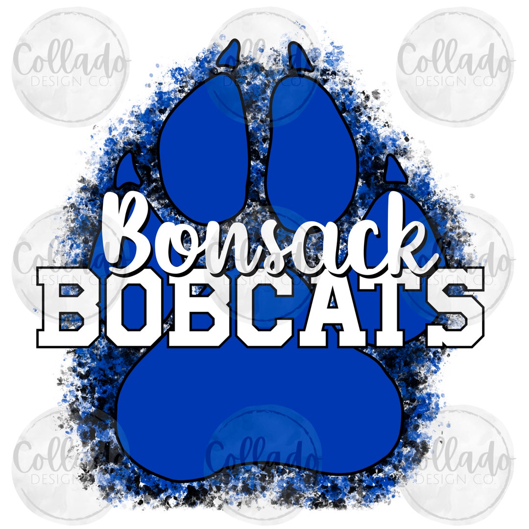 Bonsack Bobcats School Virginia Blue Black White Paint Spatter Digital ...