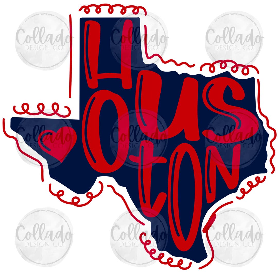 Houston Texas TX Red and Blue Baseball Texans Spell Out State Digital ...