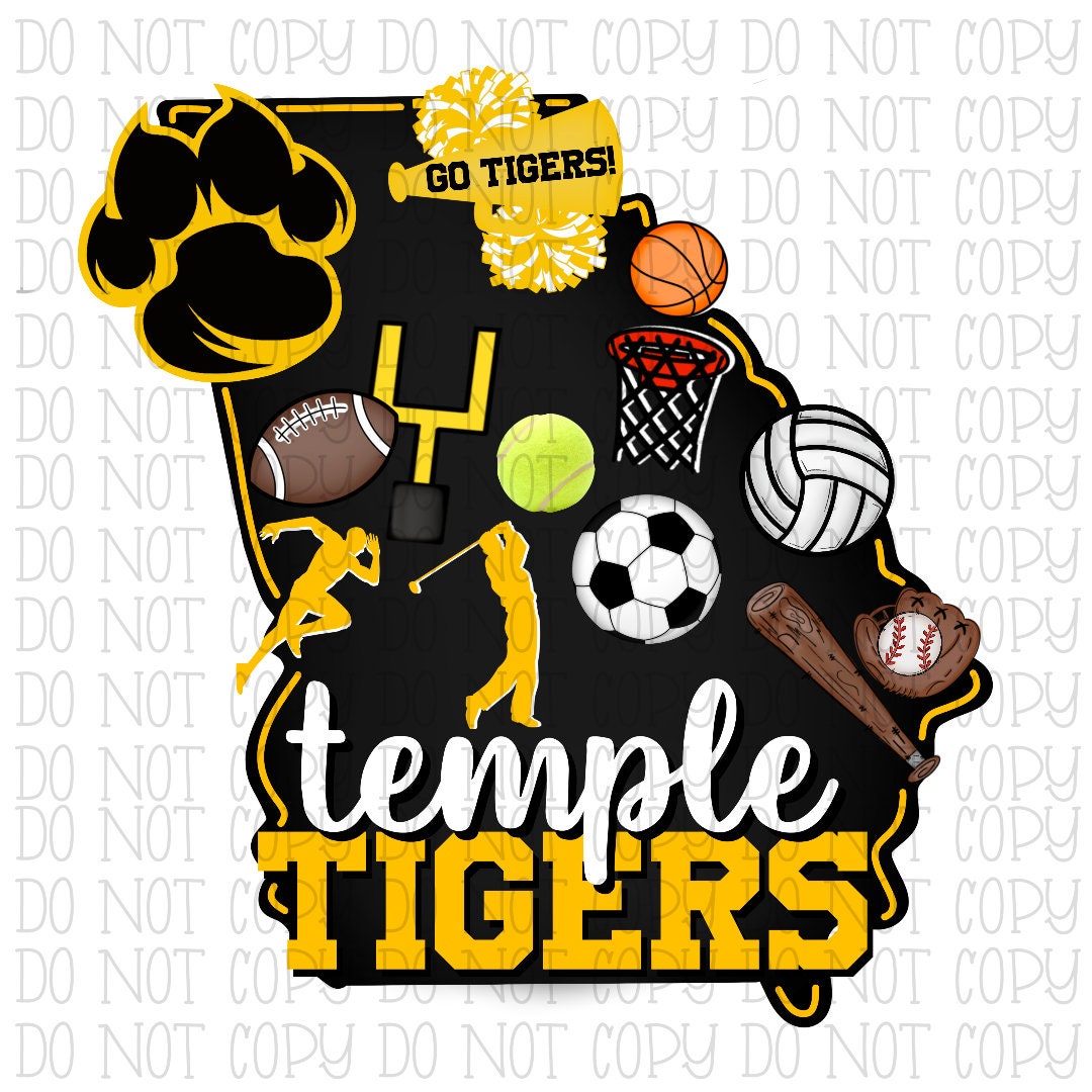 Temple Tigers Georgia Gold and Black Football Baseball Basketball ...