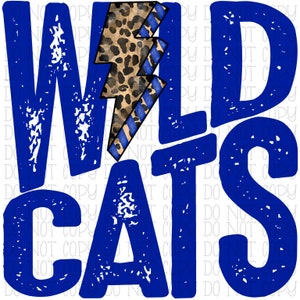 Wildcats - Royal Blue - Leopard Lightning Bolt - School Sports Team ...