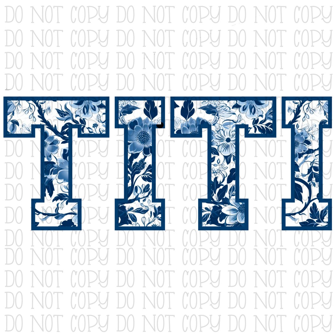 Titi - Blue Floral - Chinoiserie Print - 3 Files Included - Digital ...