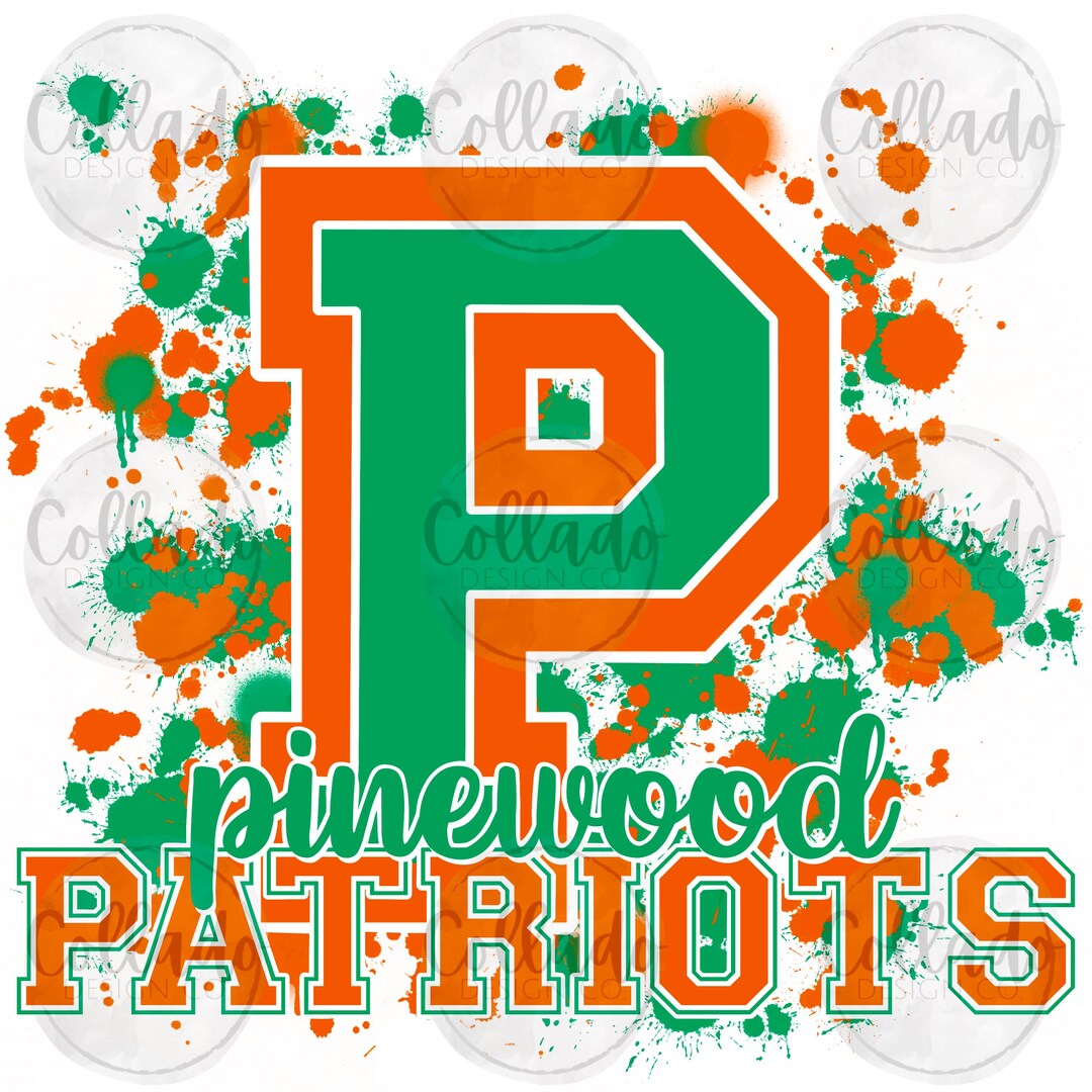 Pinewood Patriots Georgia Orange and Green Paint Spatter School Sports ...
