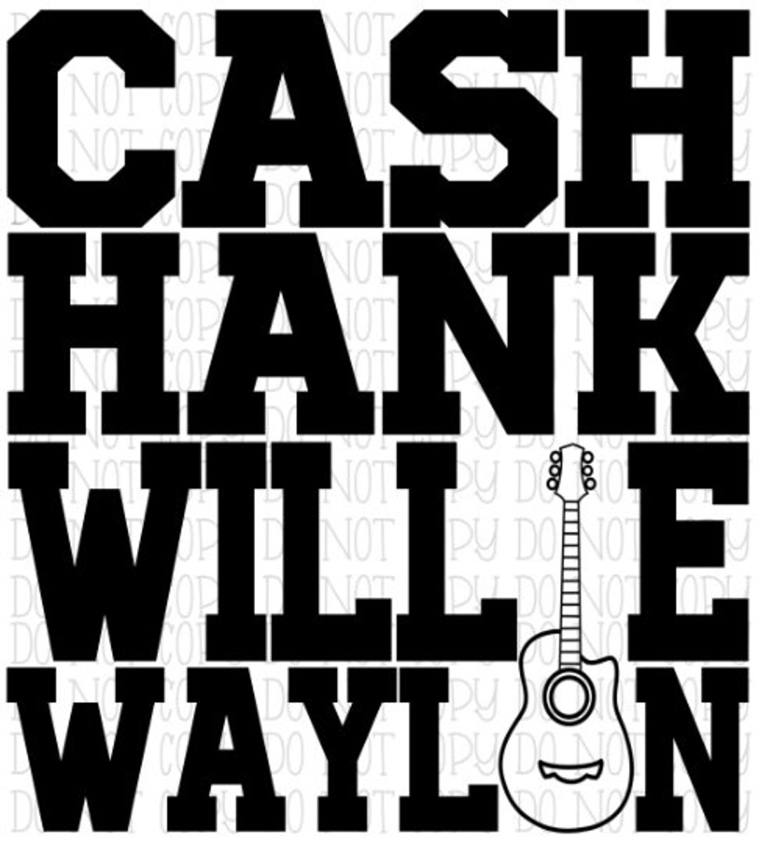 Cash Hank Willie Waylon Guitar Singers Digital Download Instant PNG ...