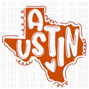 Austin Texas TX Longhorns Orange State Digital Download Instant PNG ...