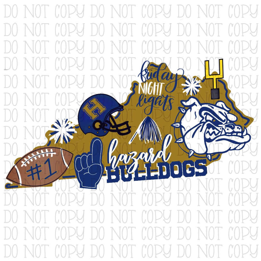 Hazard Bulldogs Kentucky KY Football High School Sports Team Gold and ...