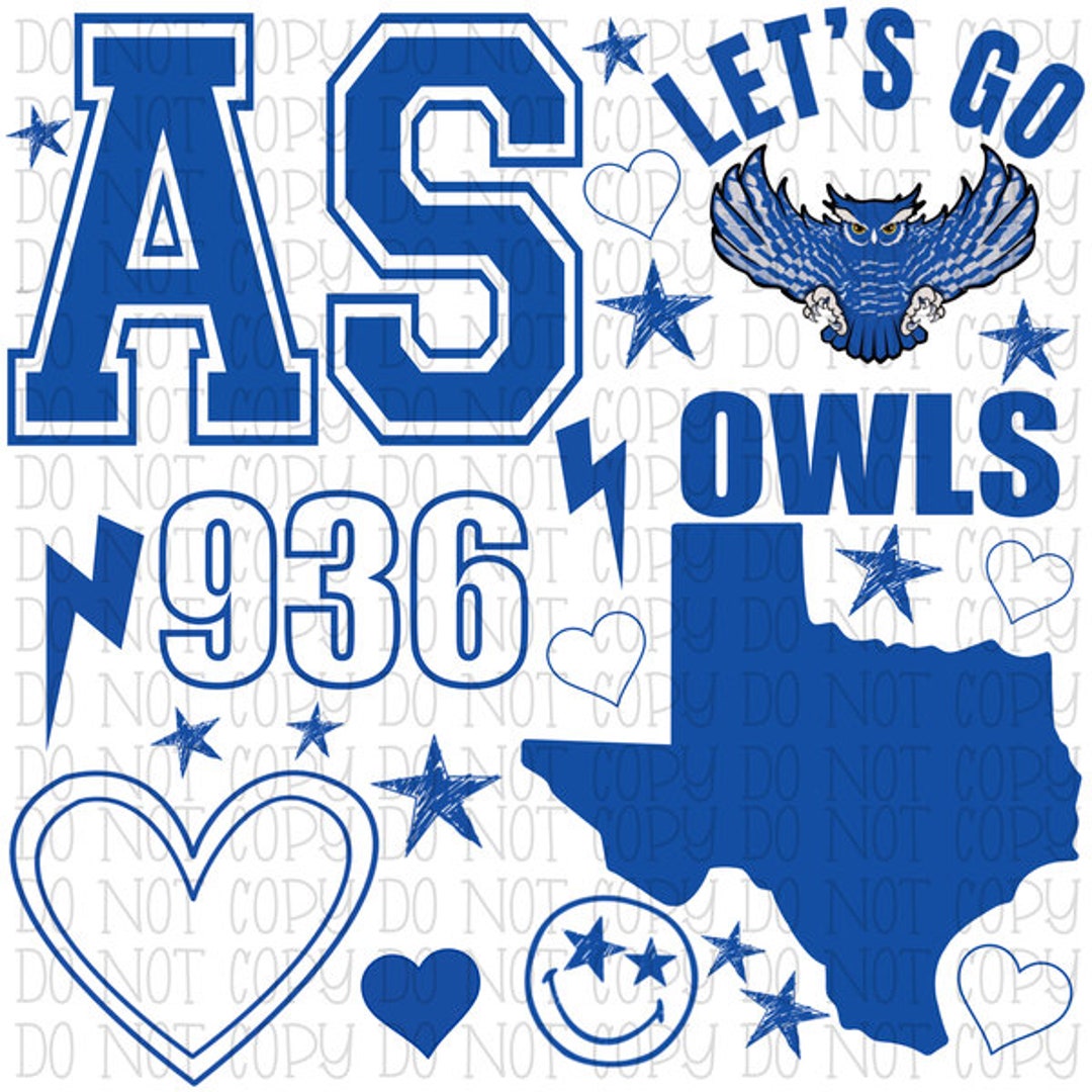 Anderson Shiro Owls Scatter Royal Blue White Texas 936 Area Code School ...