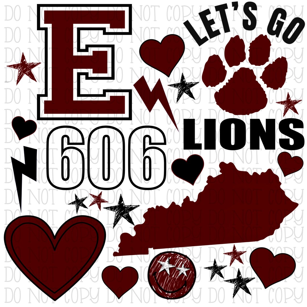 Elliott County Lions - Kentucky - Scatter - 606 Area Code - School Sports Team - Digital ...
