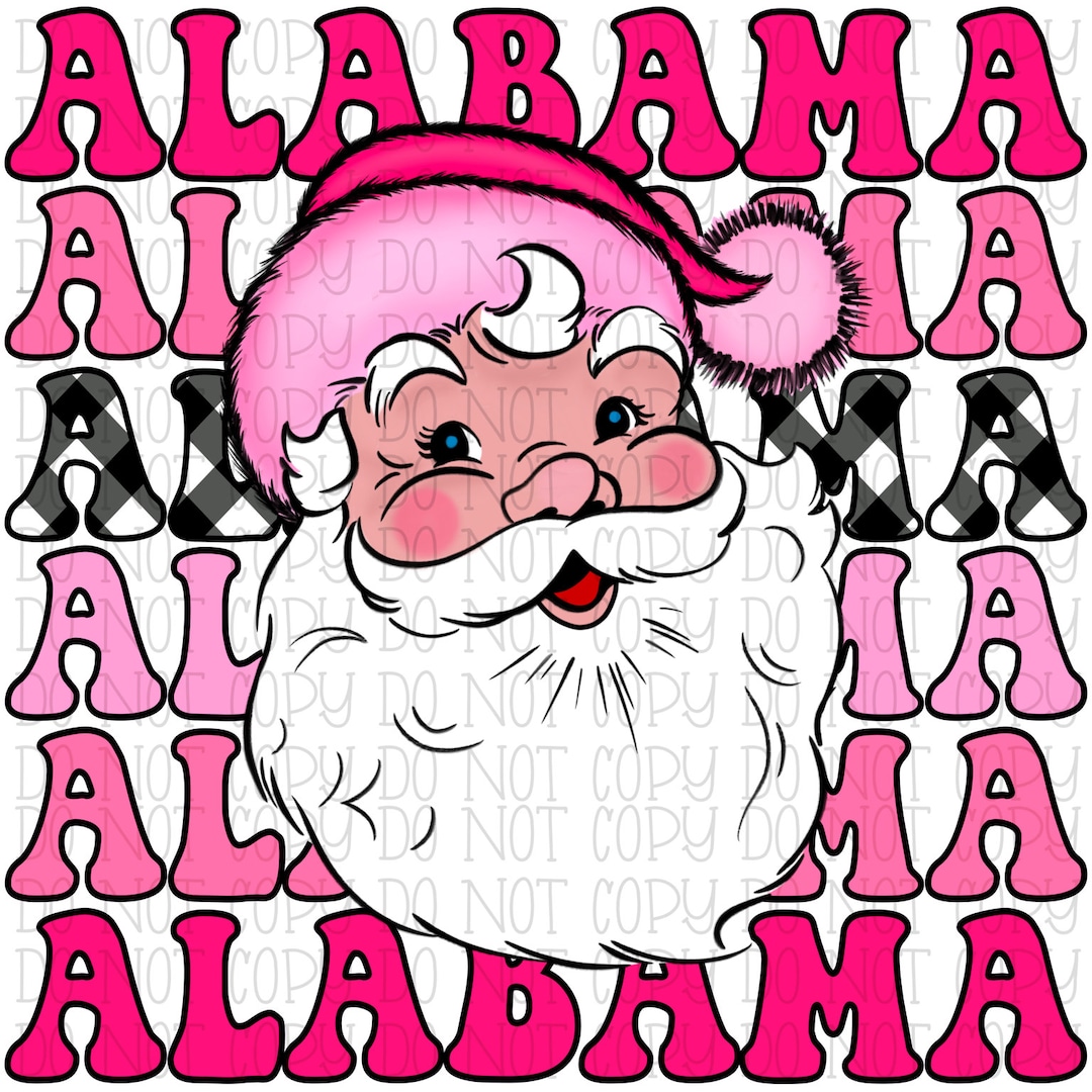Alabama Santa - Repeat - Hot Pink - Retro - Christmas Holidays Digital ...