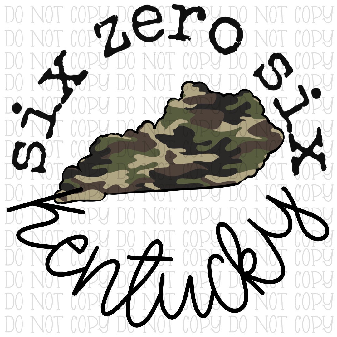 606 Area Code Kentucky Camo Six Zero Six State Outline KY Digital ...