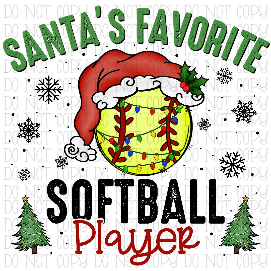 Santa's Favorite Softball Player - Santa Hat - Christmas Lights ...