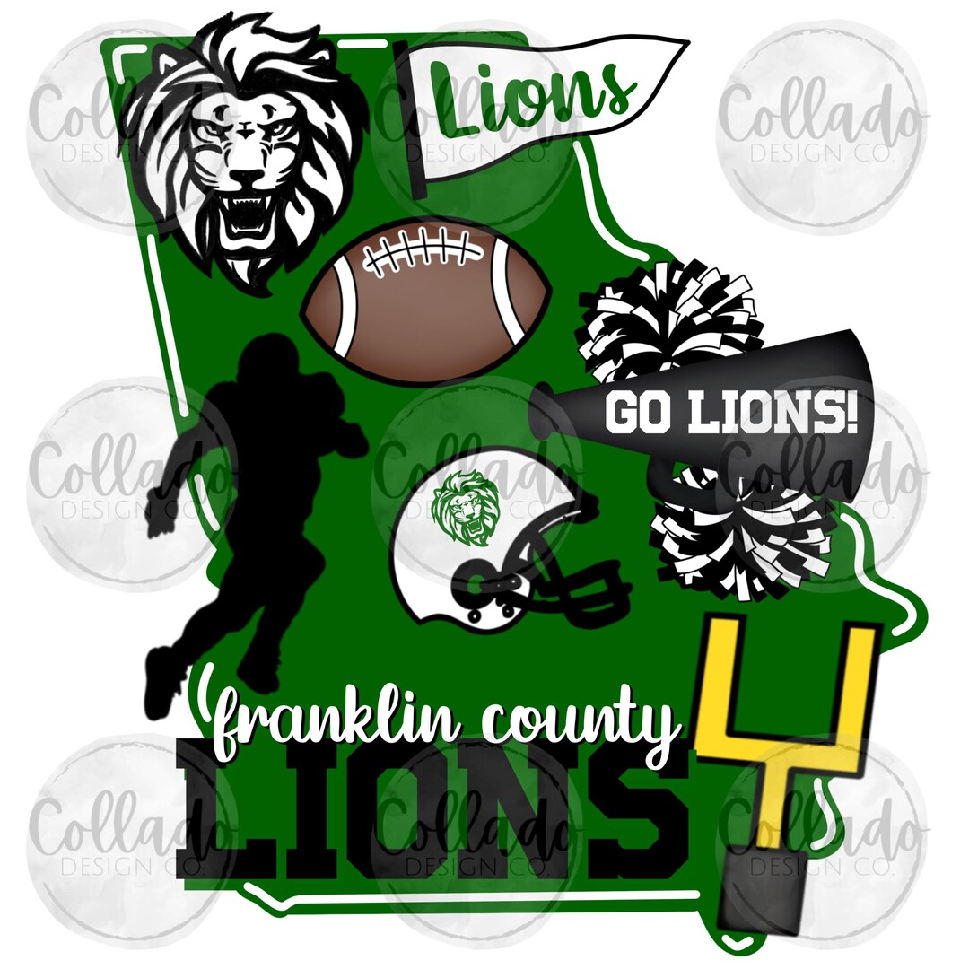 Franklin County Lions Georgia GA Green and Black Football School Sports ...