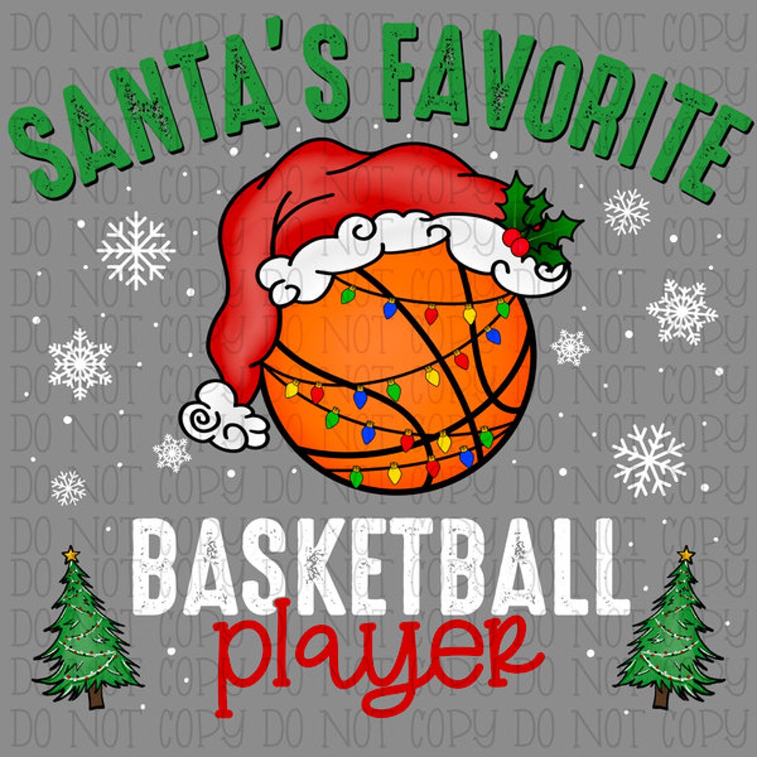 Santa's Favorite Basketball Player - White Words - Santa Hat ...