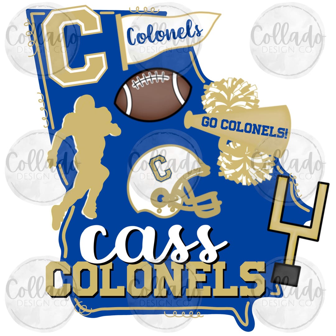 Cass Colonels Georgia Royal Blue and Gold GA Football School Sports ...
