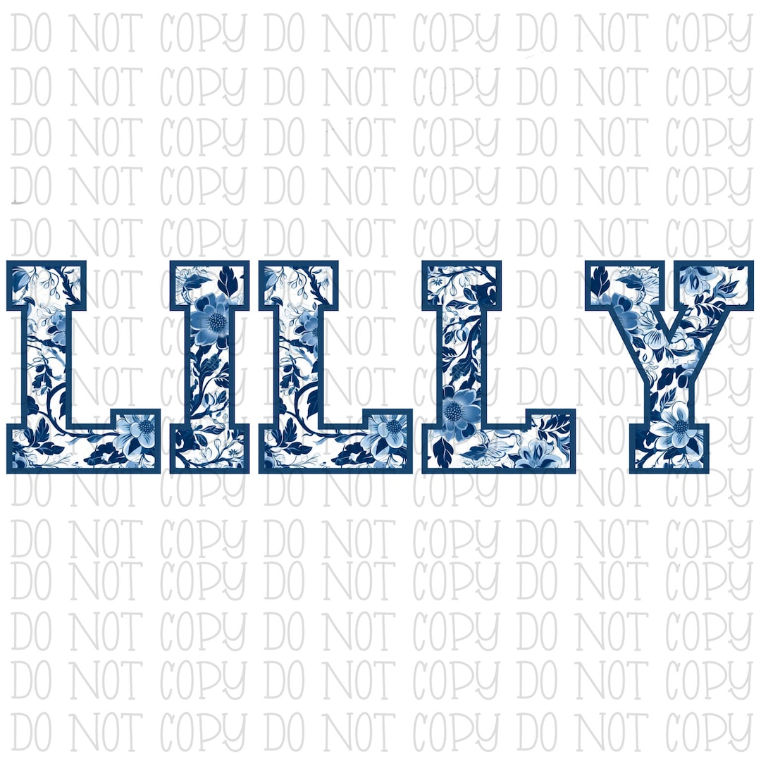 Lilly - Blue Floral - Chinoiserie Print - Personalized - Digital ...