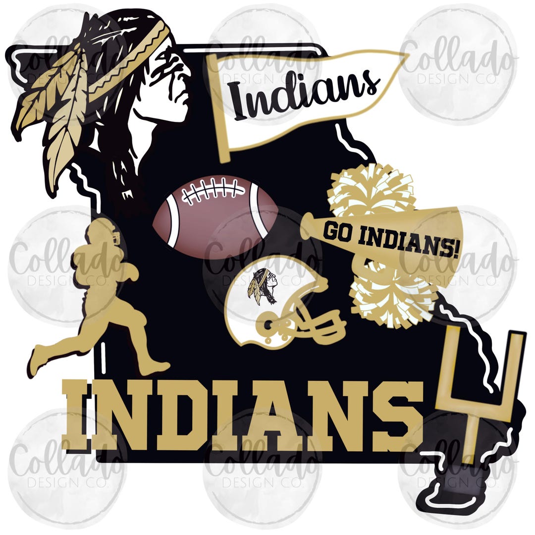 Indians Missouri MO Mascot Black and Gold Football School Sports Team ...