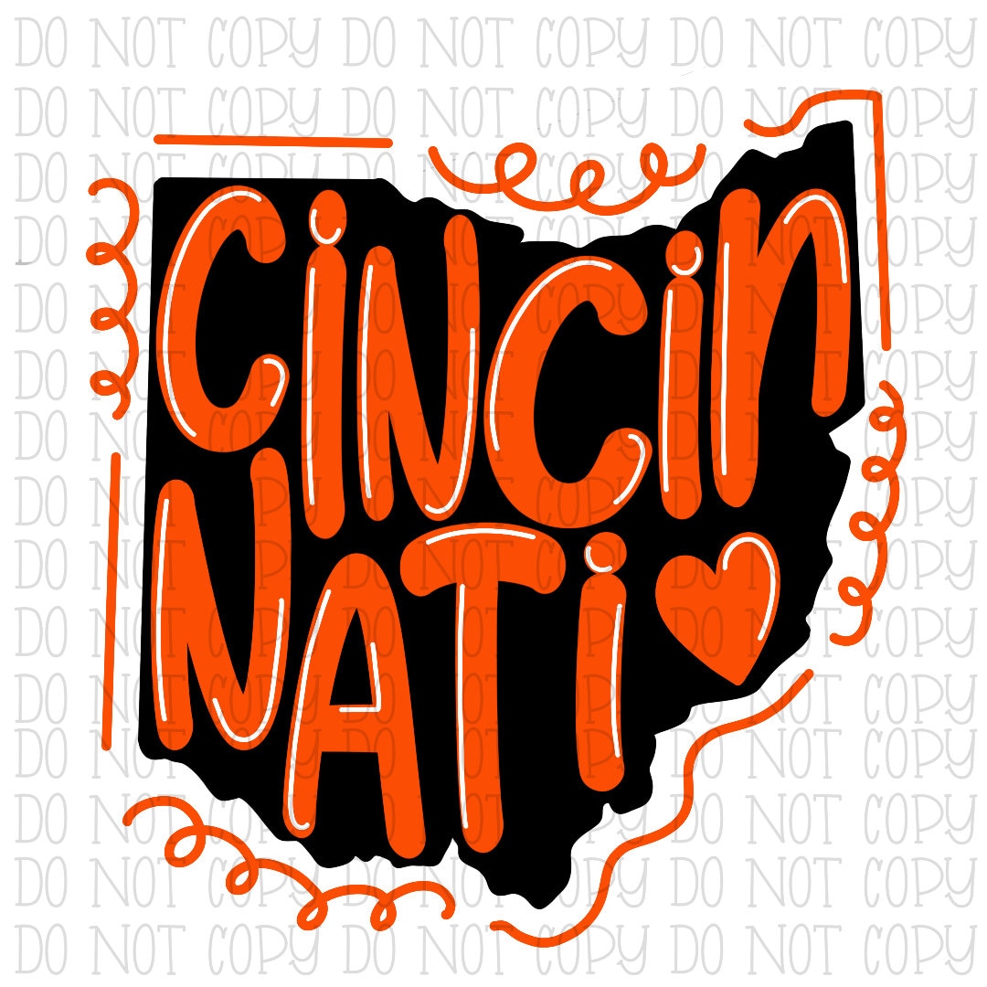 Cincinnati Ohio Orange and Black Colors State Outline School Sports ...