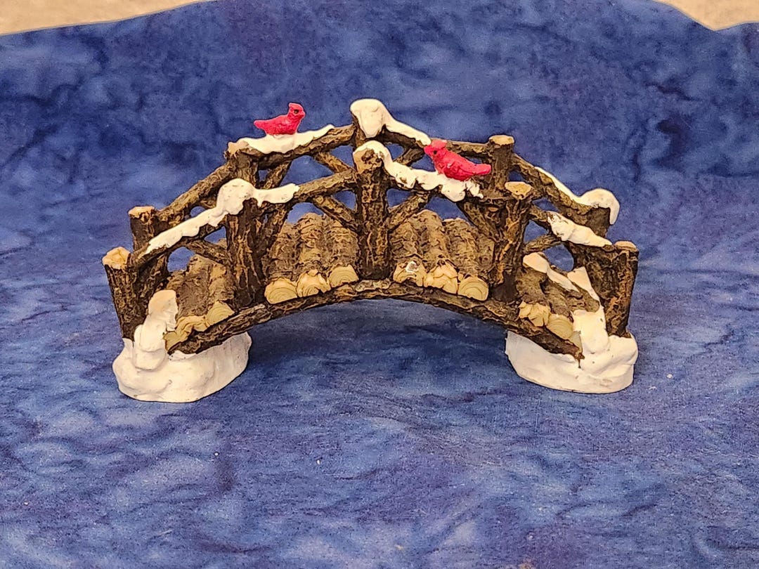 Log Bridge With Cardinals Wyndham House Bridge Christmas Village ...