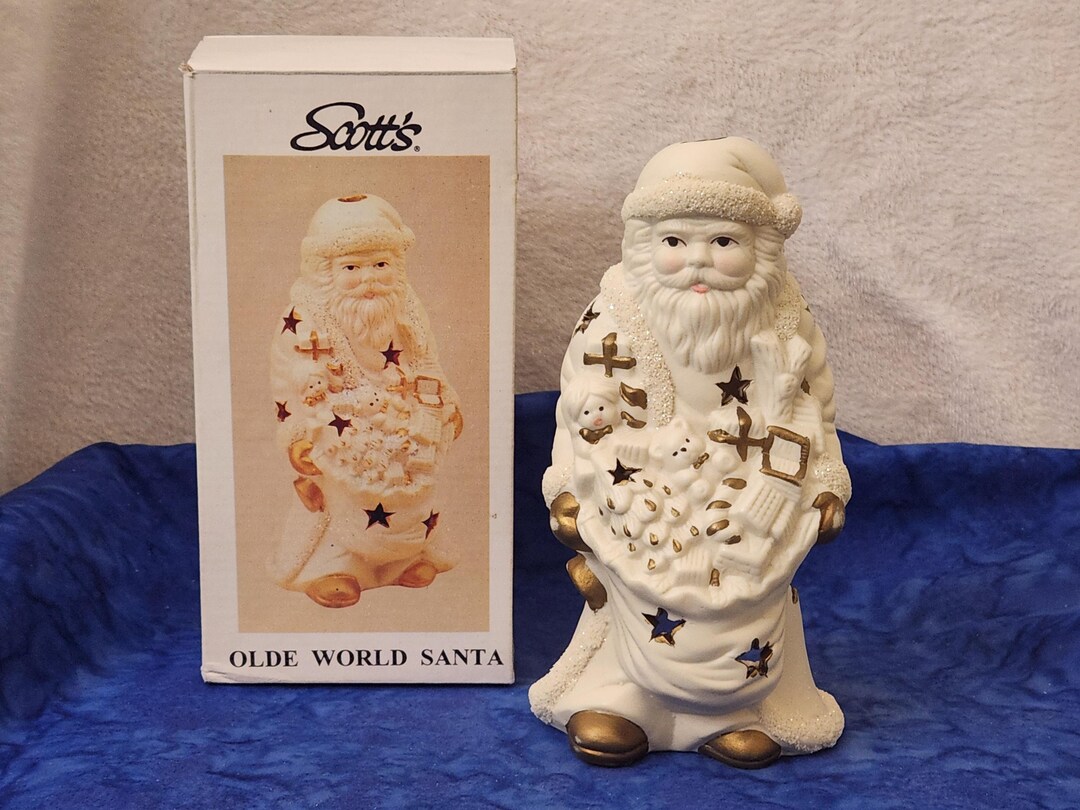 White Santa With Gold Scotts Olde World Santa Votive or Tealight Candle ...
