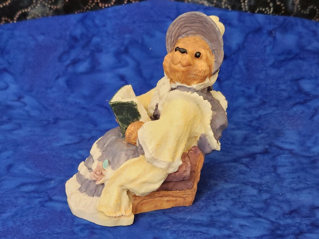 Albert Price Victorian Bear in Purple Dress in Rocking Chair With Book ...