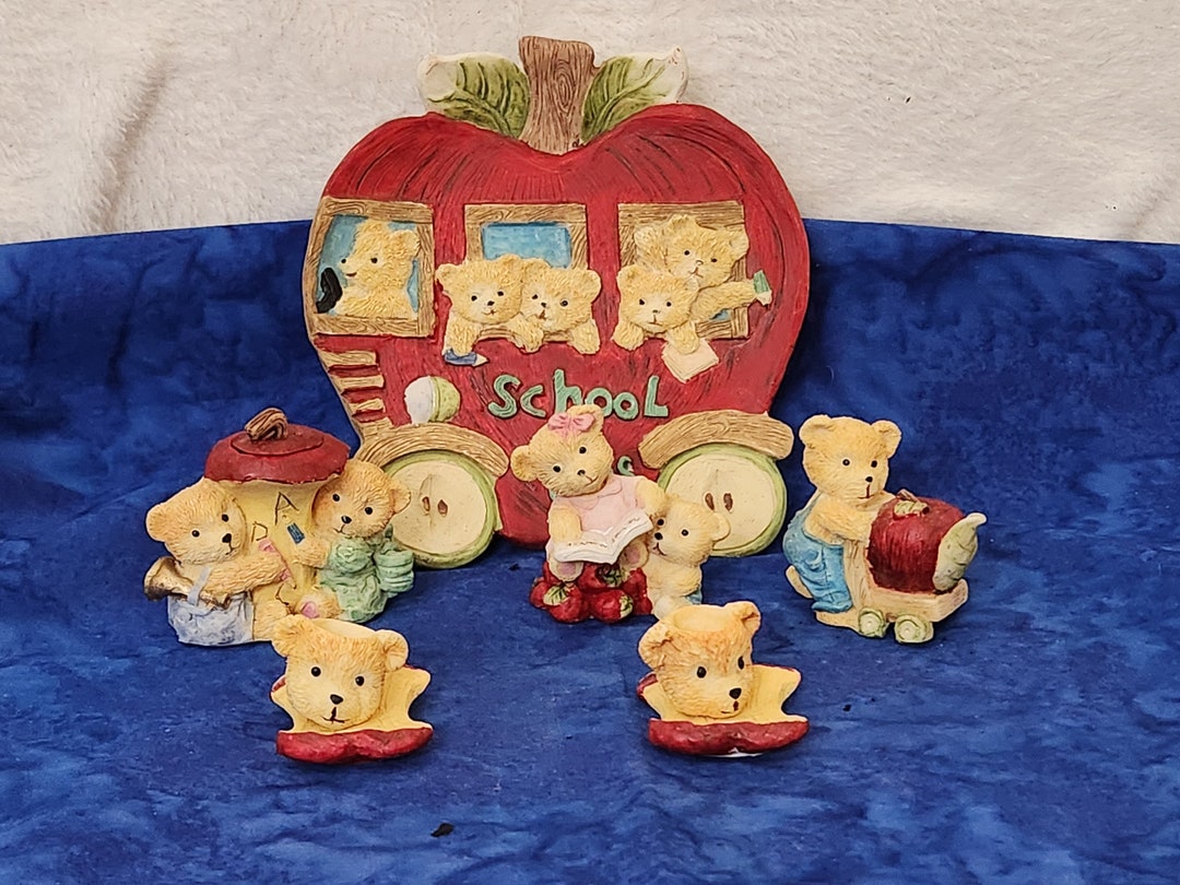 Miniature Tea Set Apple School Bus With Bear Students Home Decor - Etsy