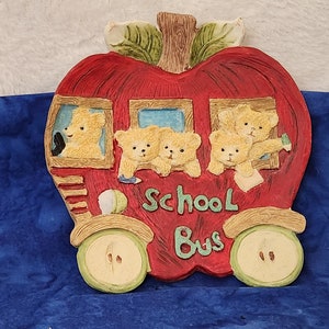 Miniature Tea Set Apple School Bus With Bear Students Home Decor - Etsy
