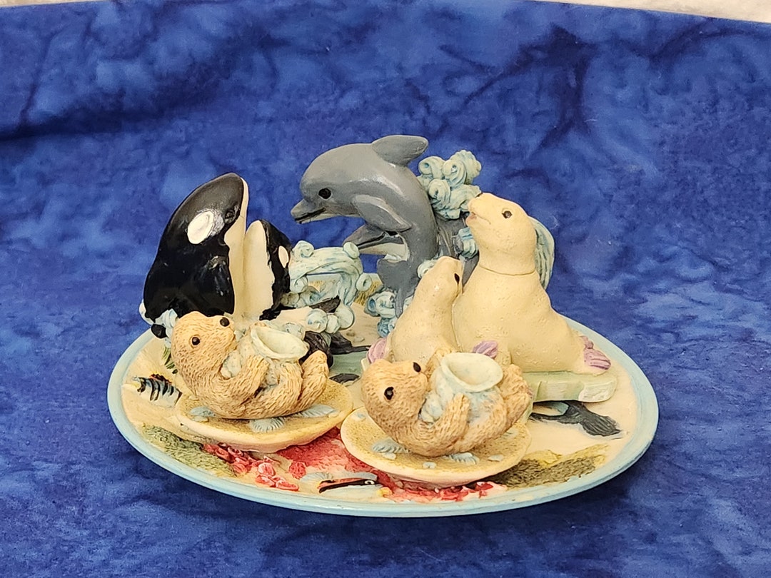 Miniature Tea Set Ocean Life Tea Pot With Dolphins Orca Sea Otter Mugs ...