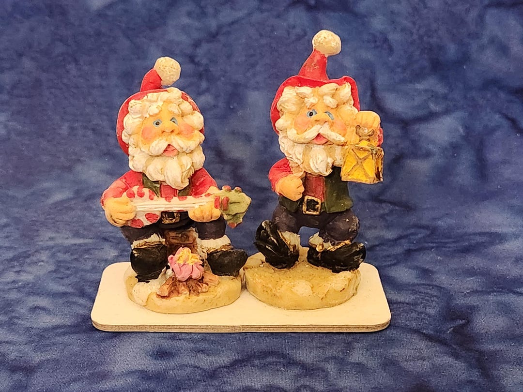 Elf With Lantern and Elf With Banjo With Blue Eyes Christmas Village ...