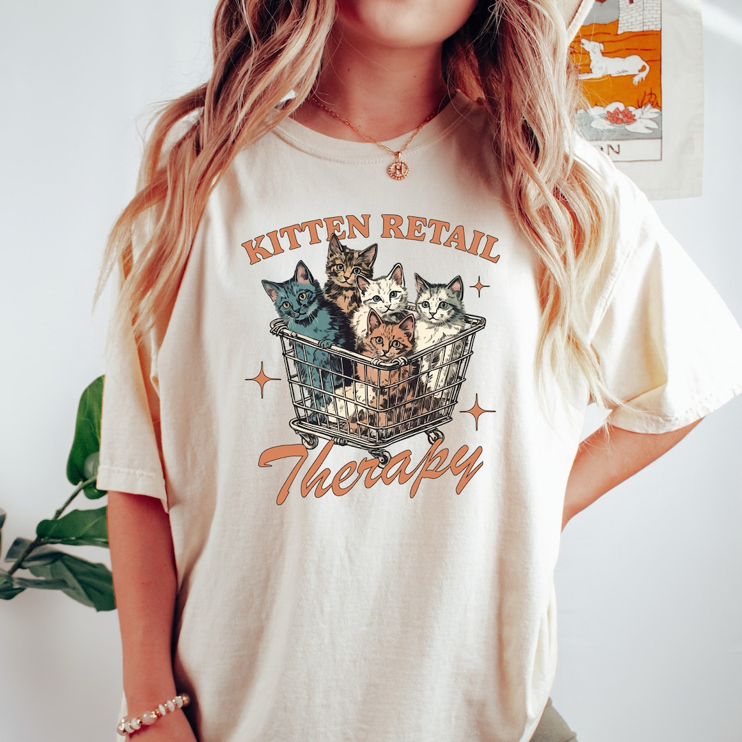 Funny Cat Therapy Shirt Mental Health Cat Retail Therapy - Etsy