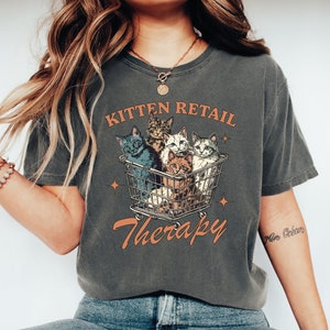 Funny Cat Therapy Shirt, Mental Health Cat Retail Therapy Shirt for ...