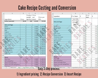 Cake Spreadsheet - Etsy