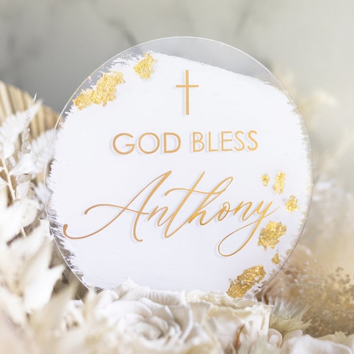 God Bless Cake Topper Custom Personalized Baptism Cake - Etsy