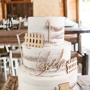 Wooden Farm Themed Cake Topper Set | Barn Cake Topper | Farm Theme ...