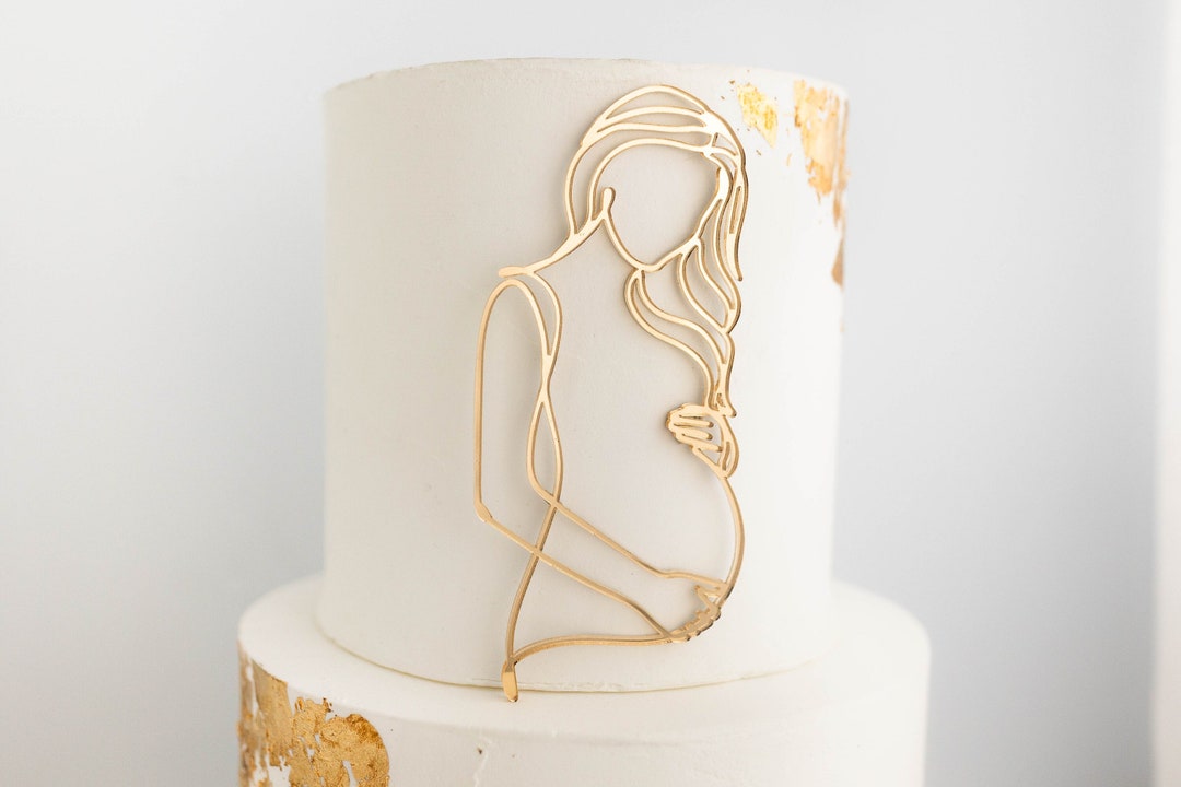 Pregnant Silhouette Cake Charm | Baby Mom Cake Charm | Baby Shower Cake ...