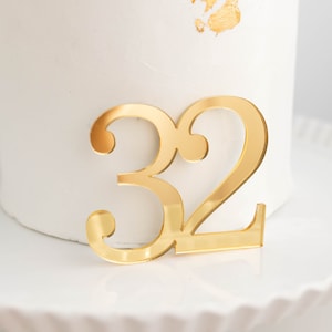 Acrylic Serif Number Cake Topper Any Age | Birthday Age Cake Topper ...