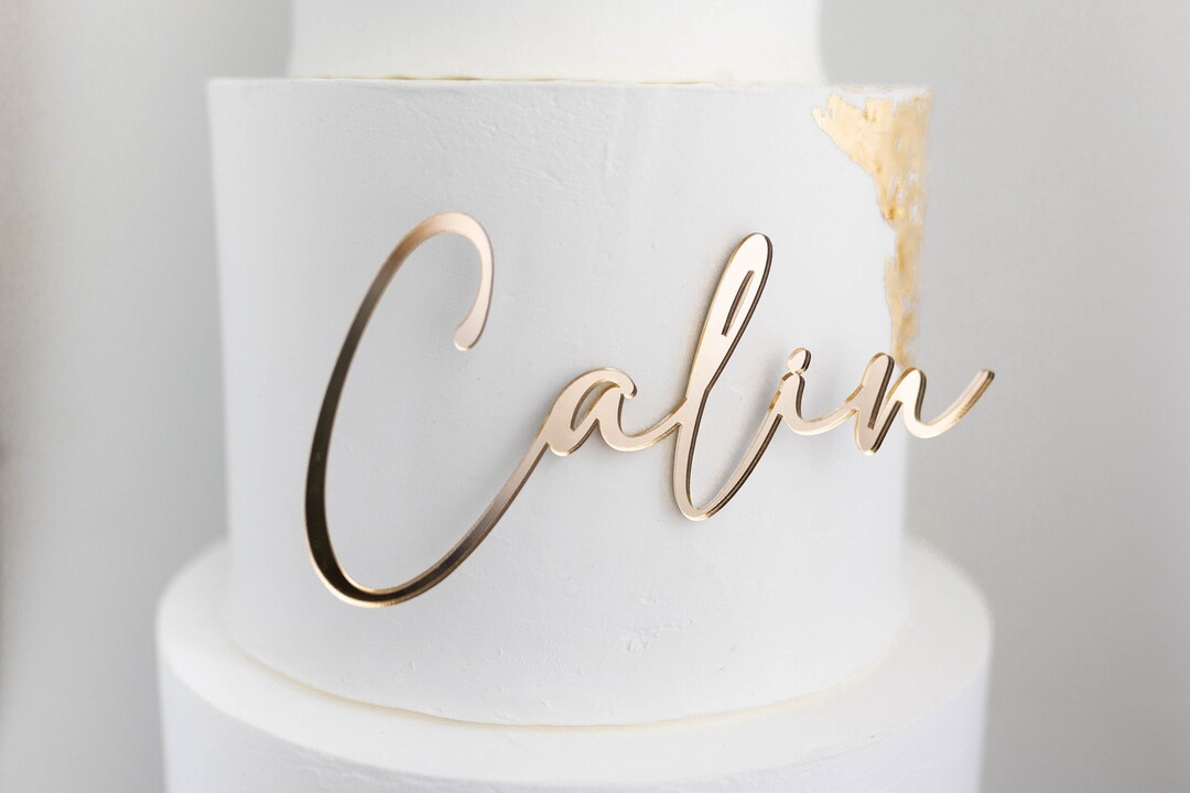 Cursive Script Name Acrylic Cake Charm Custom Cake Charm Birthday Cake ...