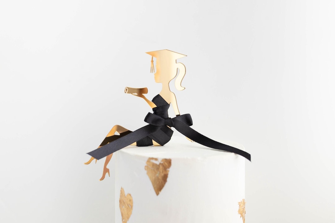 Graduation Girl Cake Topper | Acrylic Grad Cake Topper | Sitting ...