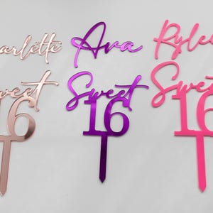 Sweet 16 Topper & Name Charm Set | Acrylic Cake Topper Set | Sixteenth ...