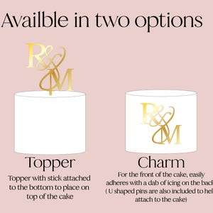 Wedding Initials Cake Charm Topper | Bold Letter Cake Topper | Wedding ...