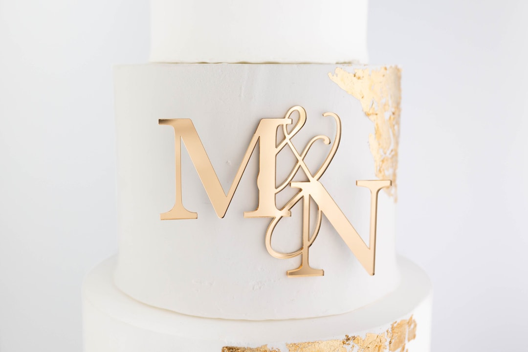 Wedding Initials Cake Charm Topper | Bold Letter Cake Topper | Wedding ...