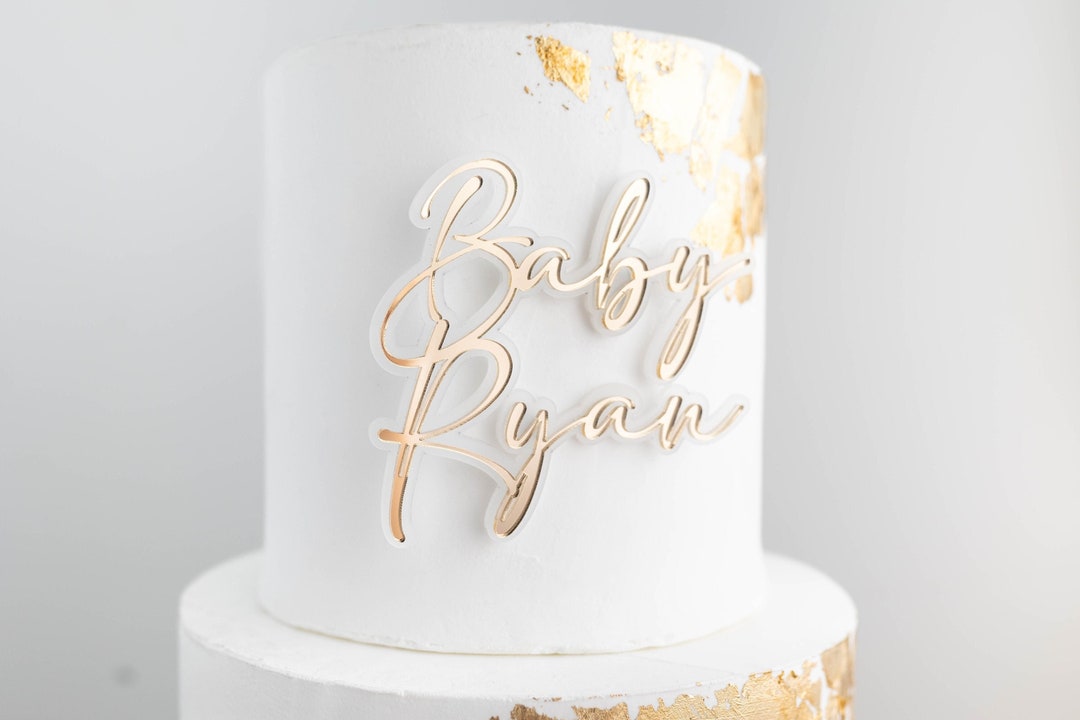 Double Layer Custom Acrylic Cake Charm | Name Custom Cake Plaque ...