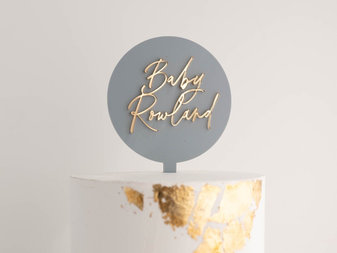 Mini Double Layer Custom Acrylic Cake Topper 4 Matte Circle Elegant ...