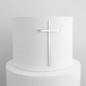 Elongated Acrylic Cross Cake Charm | Slim Cross Baptism Cake Charm ...