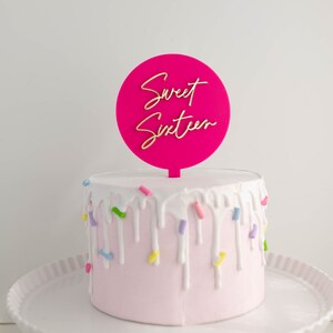 Mini Double Layer Custom Acrylic Cake Topper | 4" Matte Circle Elegant ...