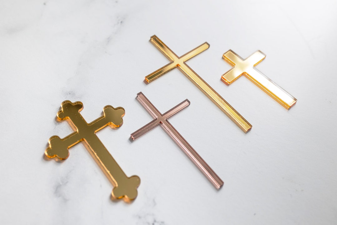 Acrylic Cross Cake Charm | Slim Cross Baptism Cake Charm | First Holy ...